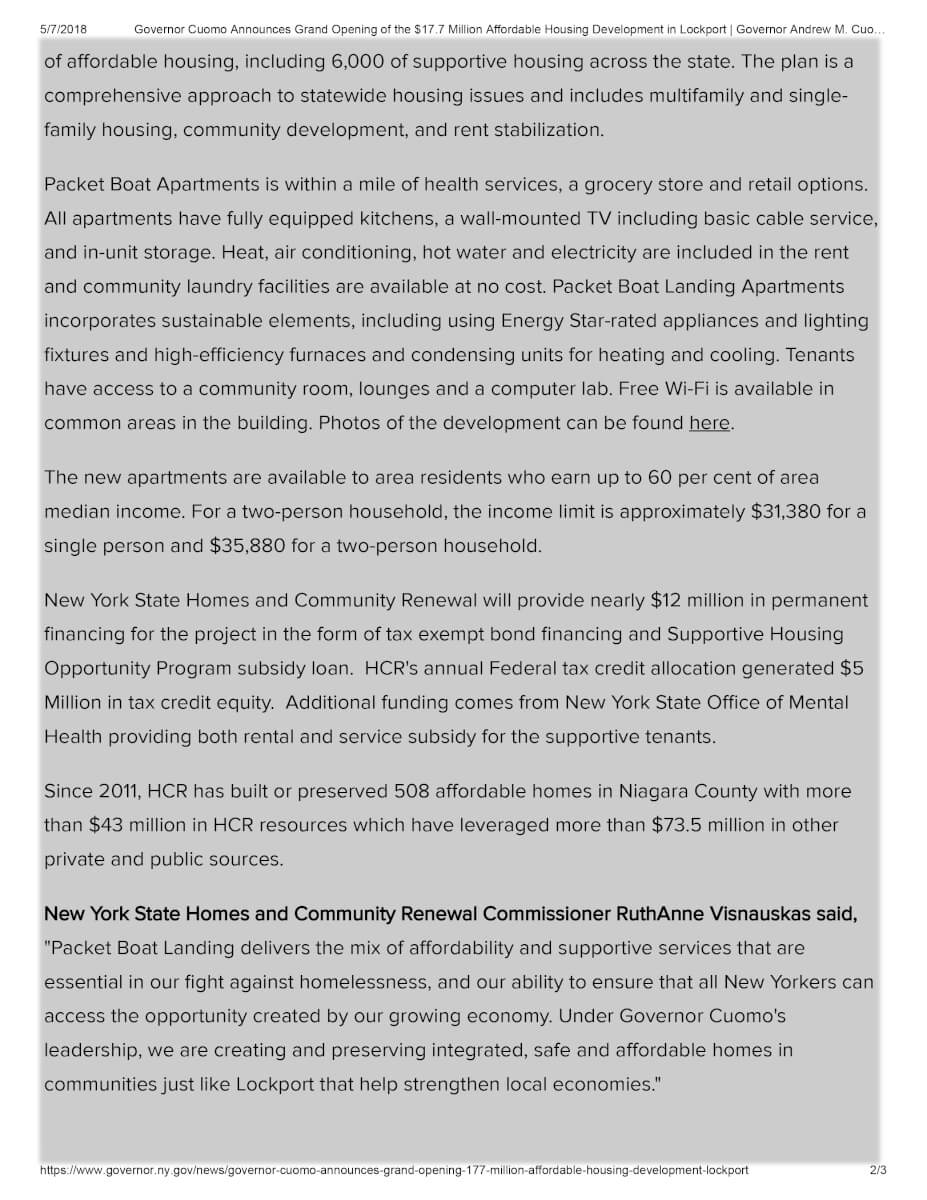 Governor Cuomo Announces Grand Opening of the $17 Million Affordable ... Governor Cuomo Announces Grand Opening of the $17 Million Affordable ...