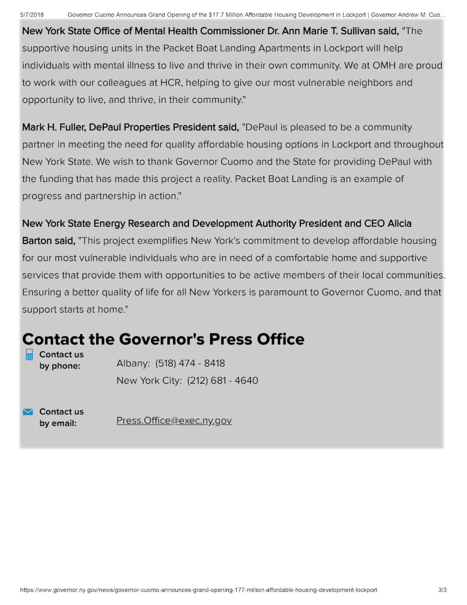 Governor Cuomo Announces Grand Opening of the $17 Million Affordable ... Governor Cuomo Announces Grand Opening of the $17 Million Affordable ...