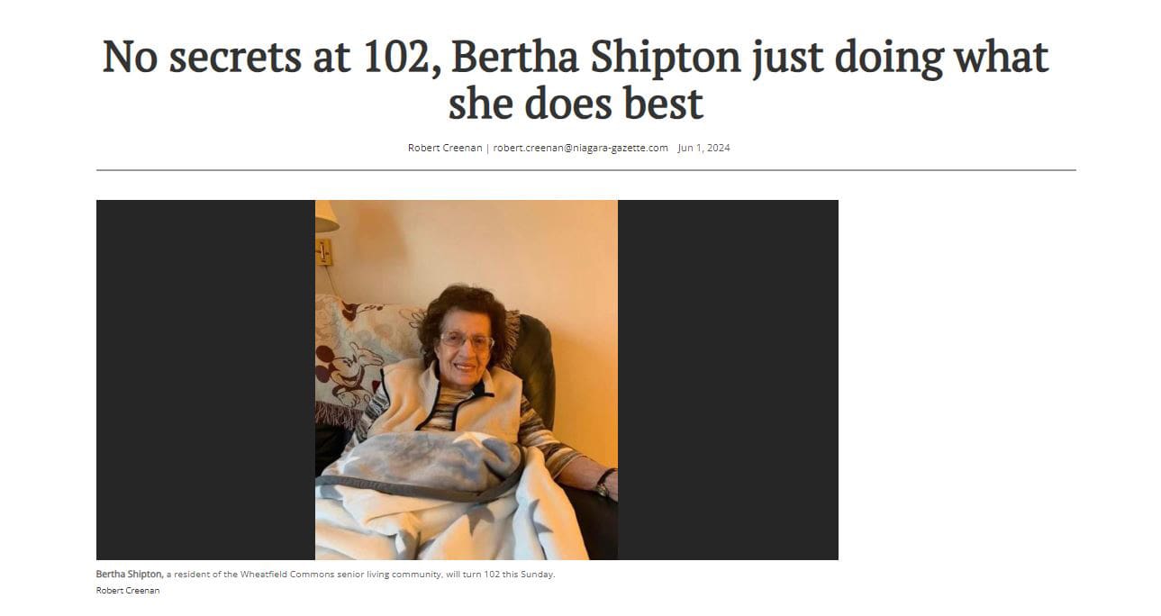 No secrets at 102, Bertha Shipton just doing what she does best ...